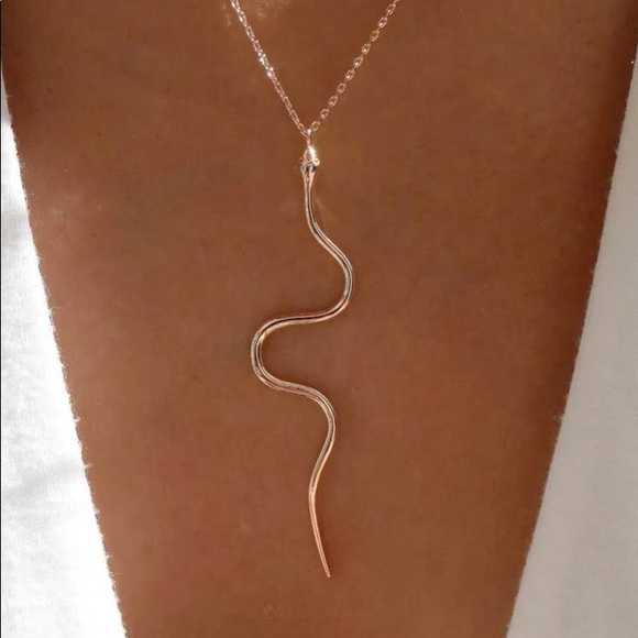 Jewelry | Rose Gold Plated Swirl Snake Pendant Necklace | Poshmark
